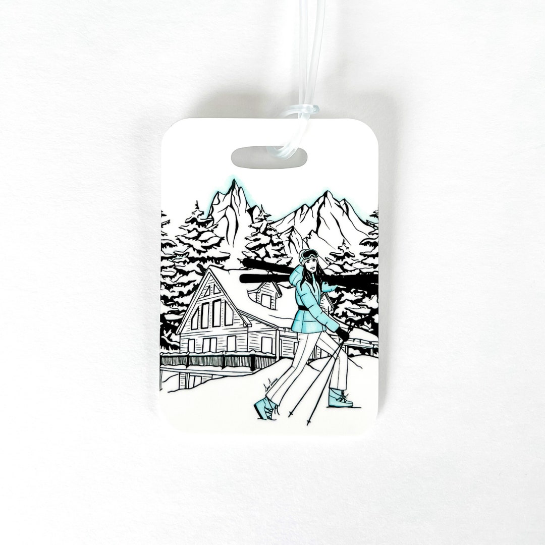 Custom Luggage Tag With Ski Art Print (fashion Print), Girly Bag Tag ...