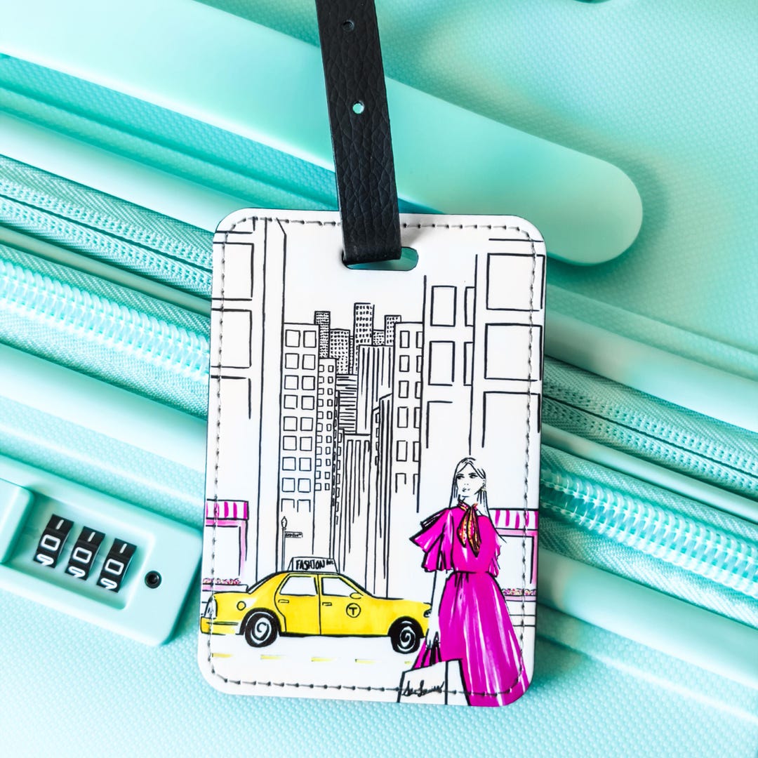 NYC Luggage Tag With New York City Print (fashion Illustration), Vegan ...
