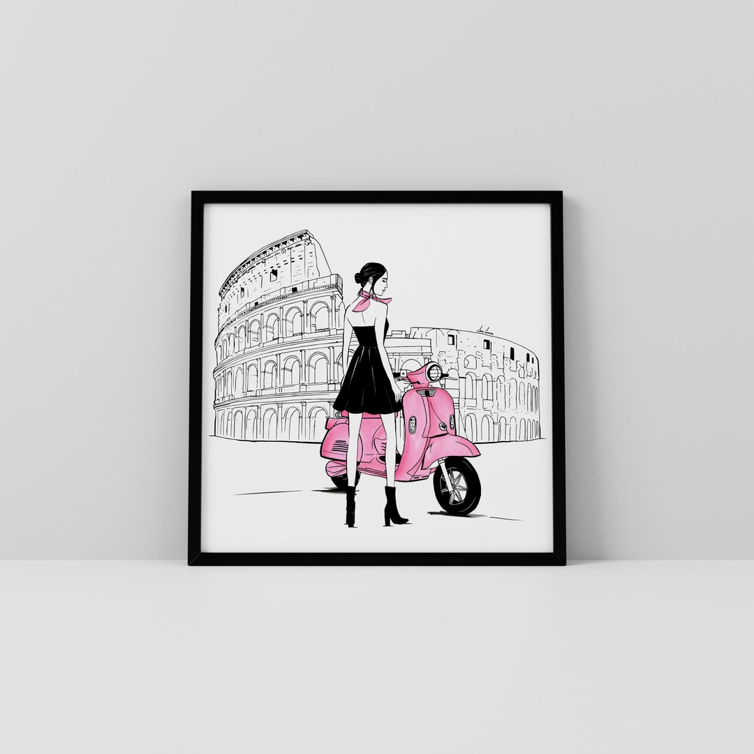 Rome Italy Wall Art: Pink Rome Colosseum Print, Girly Travel Wall Art ...