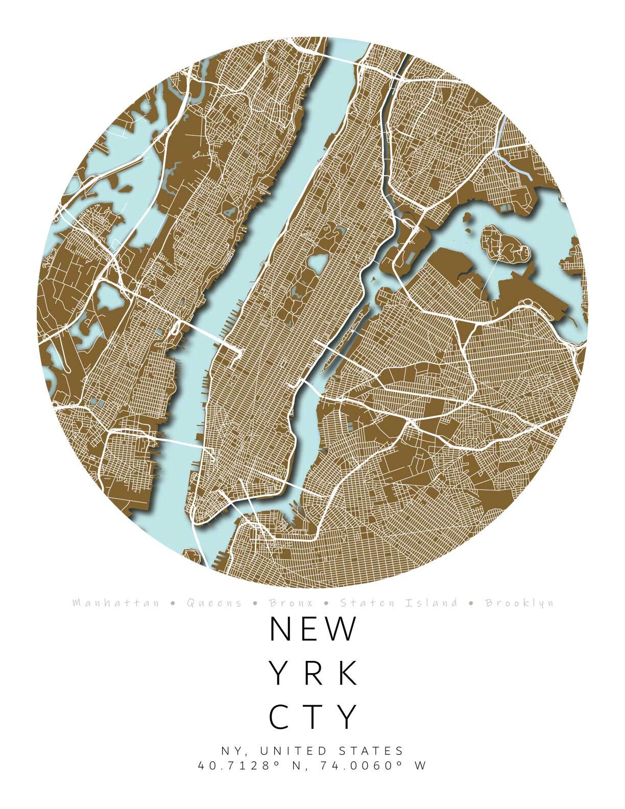 New York City Digital Map 17x22 Inch - Etsy
