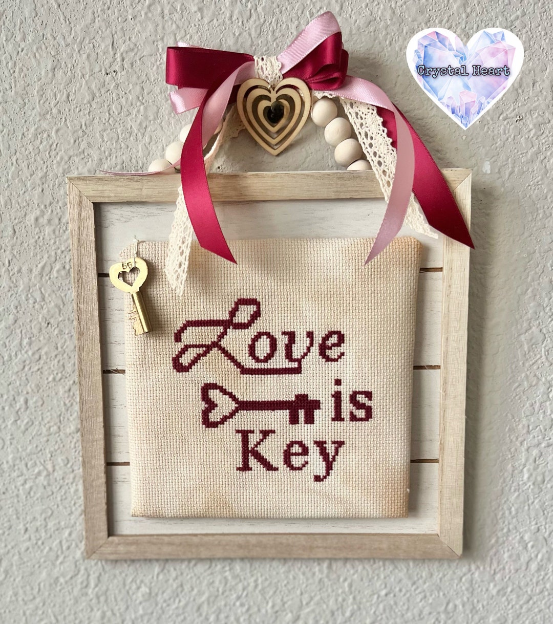 Love is Key Cross Stitch Pattern by Crystal Heart - Etsy