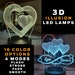 Personalized 3D Illusion Floating Heart LED Lamp 16 Colors and 4 Modes ...