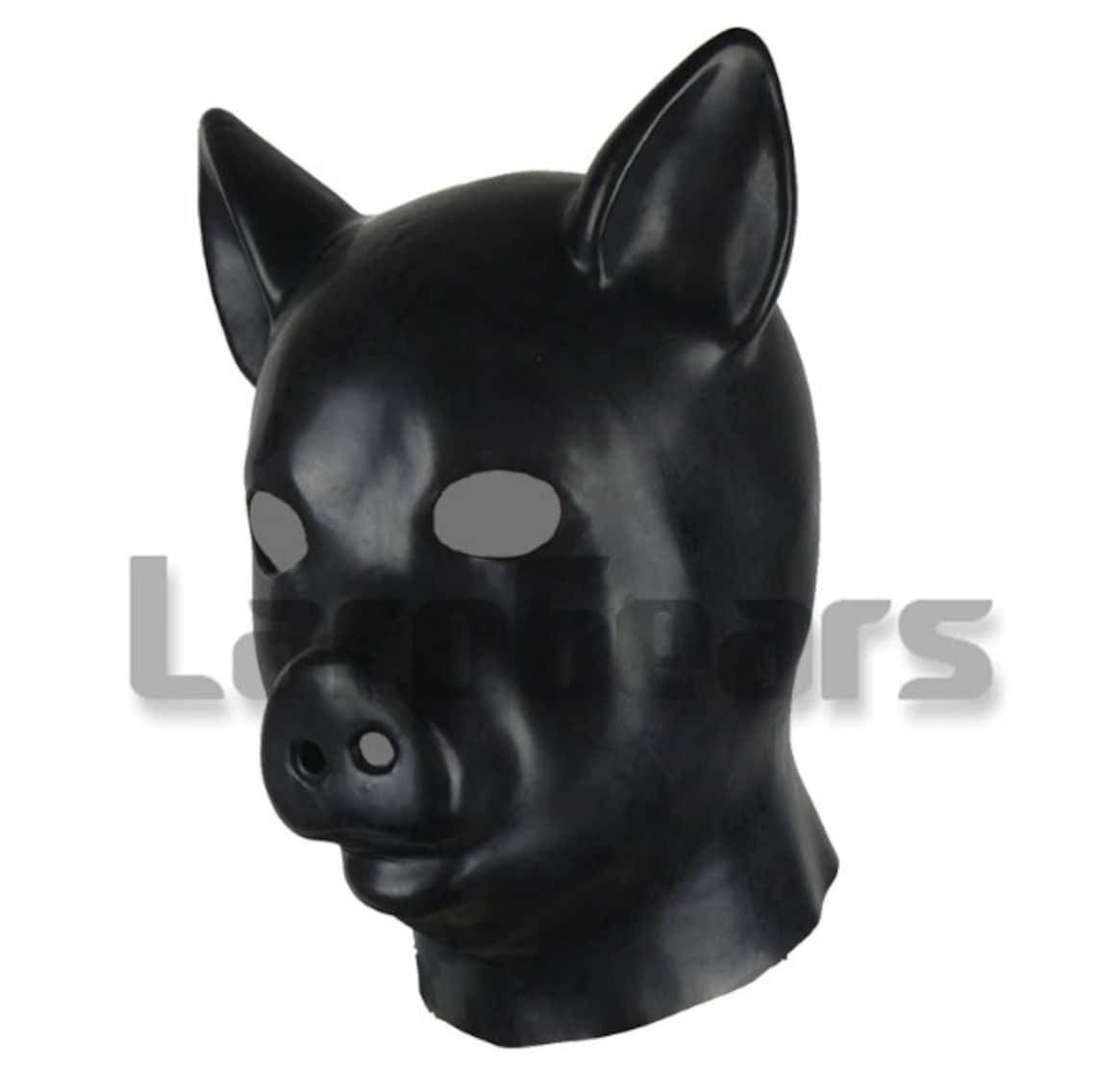 Latex Rubber Black Gum Fetish Pig Hood Mask Full Head Animal | Etsy