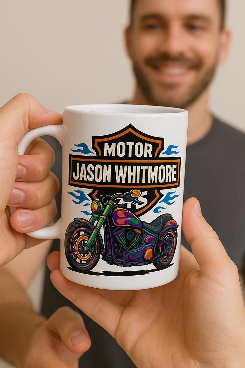 Custom Motorcycle PNG – Personalized Name Biker Art – Rainbow Chopper ...