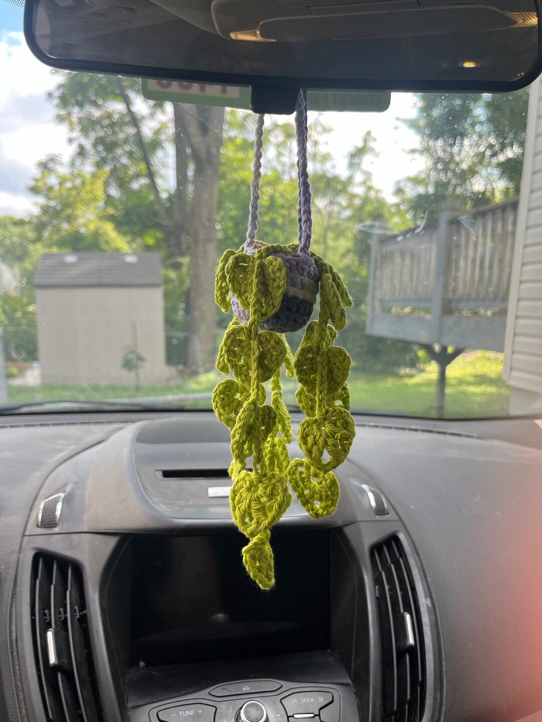 Crochet Hanging Plant Car Charm, Car Plant, Crochet Monstera, Crochet ...