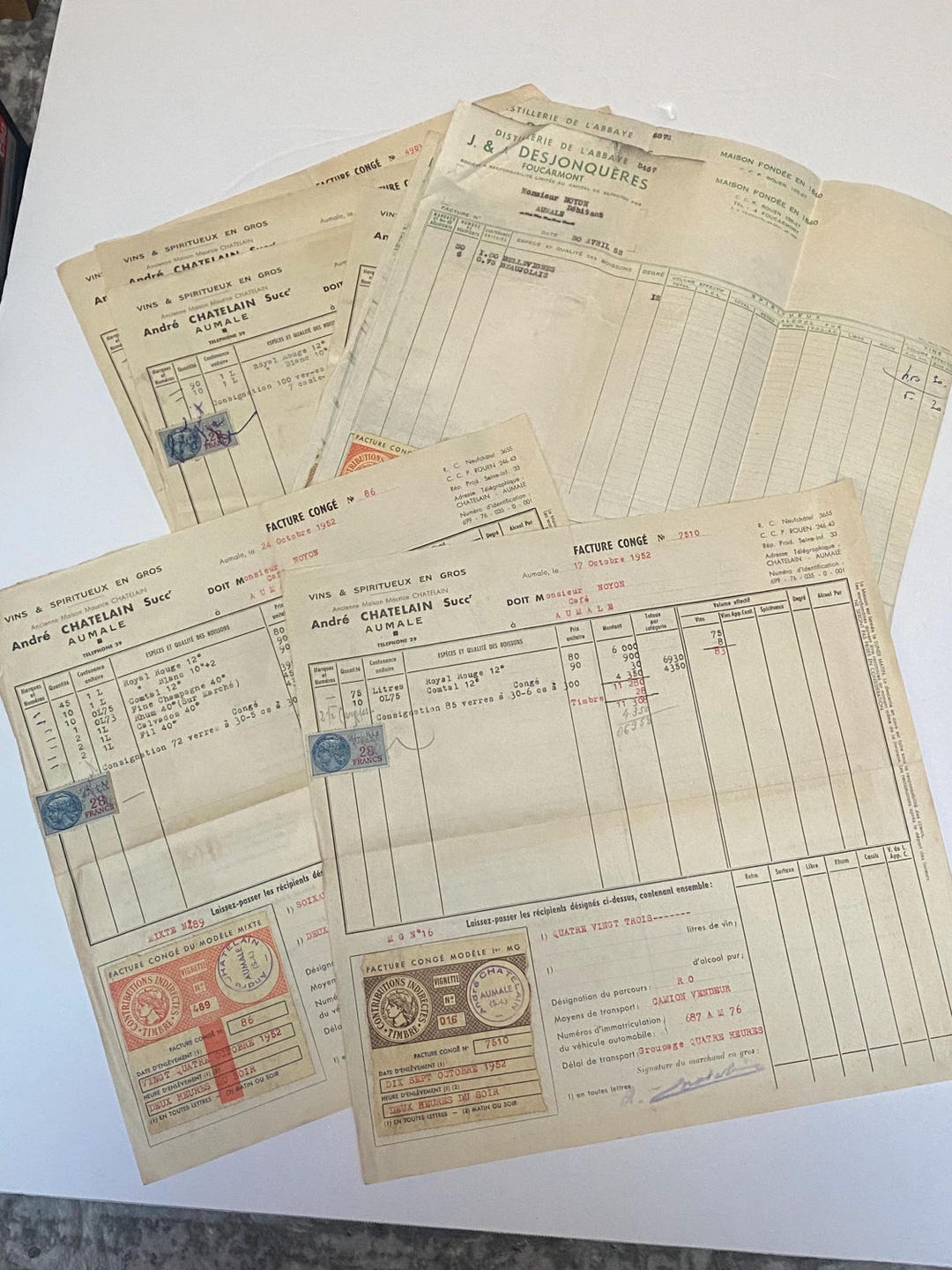 French Large Receipt Documents - Etsy