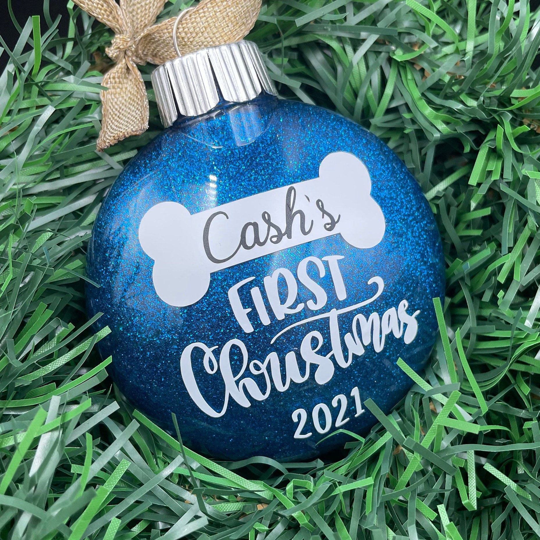 Personalizes Glitter Dogs First Christmas Ornaments Custom - Etsy