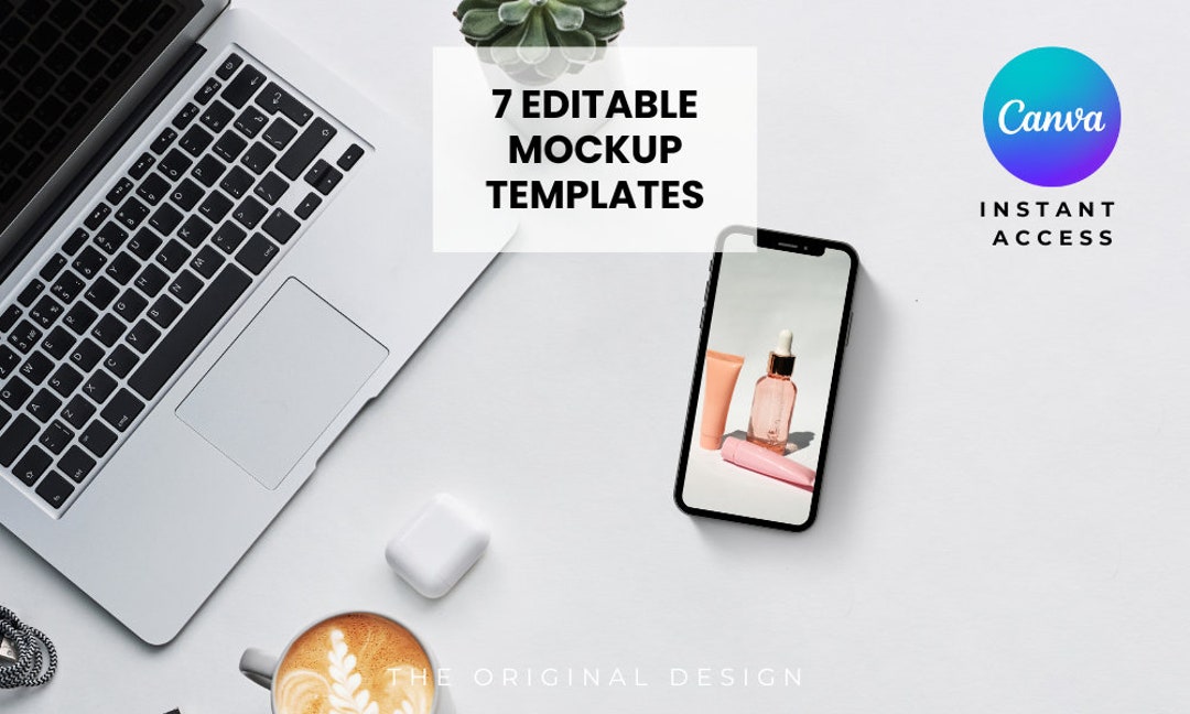 7 Editable iPhone Template Canva, Editable Digital Phone Scene Mockup ...