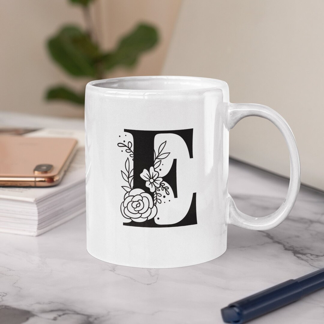 Monogram Mug | Personalized Mug | Initial Mug | Name Mug | Floral ...