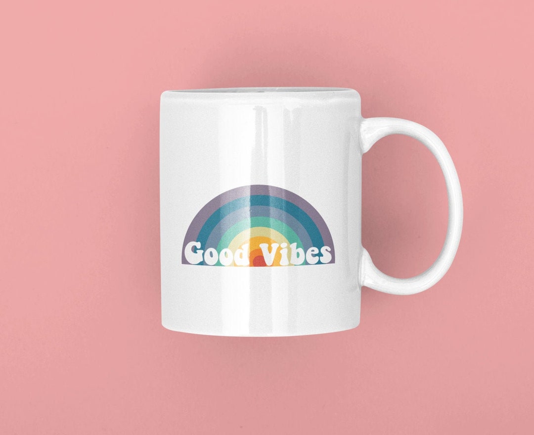 Good Vibes Mug | Rainbow Mug | Coffee Mug | Retro Mug - Etsy