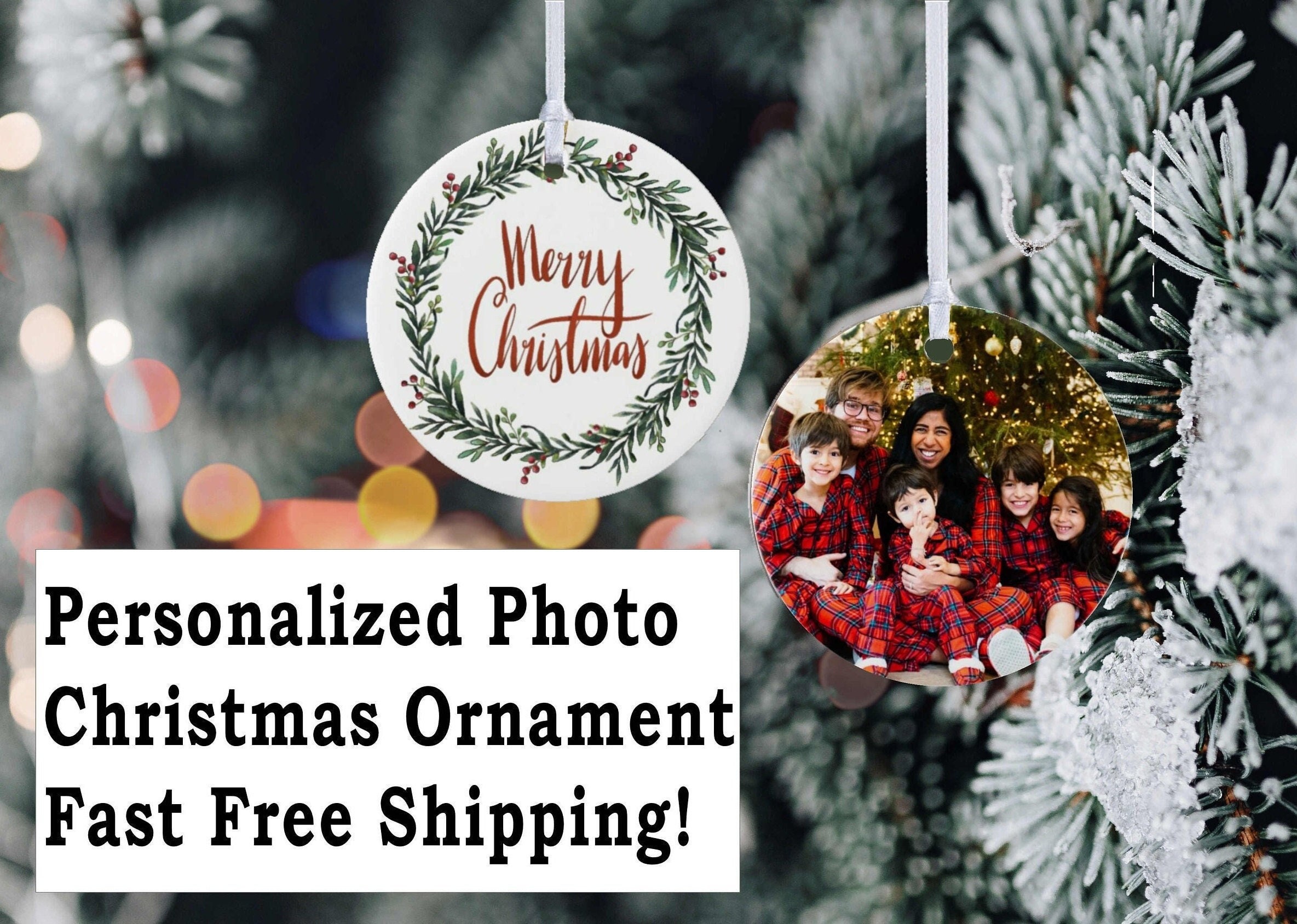 Personalized Photo Christmas Ornament Customized Christmas - Etsy