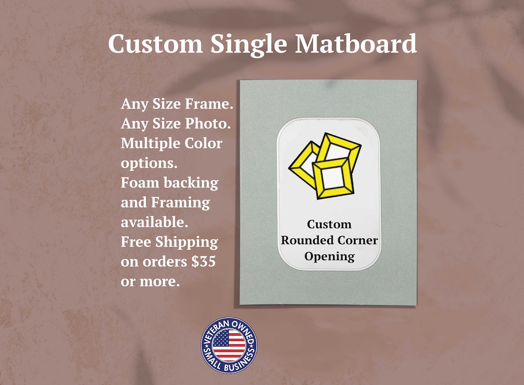 Single Mat | Rounded Corner Opening | Custom Size Matting for Frame ...