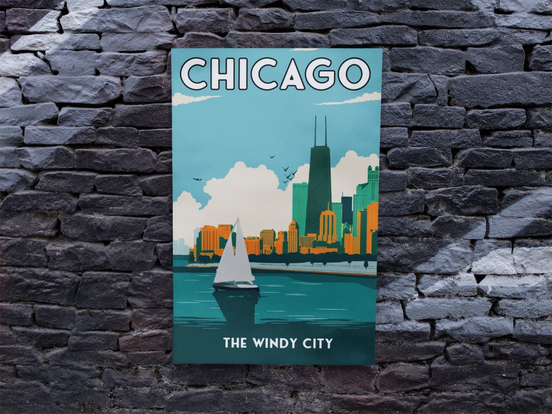 Chicago Print | Chicago Travel Poster | Chicago Gift | Chicago Skyline ...