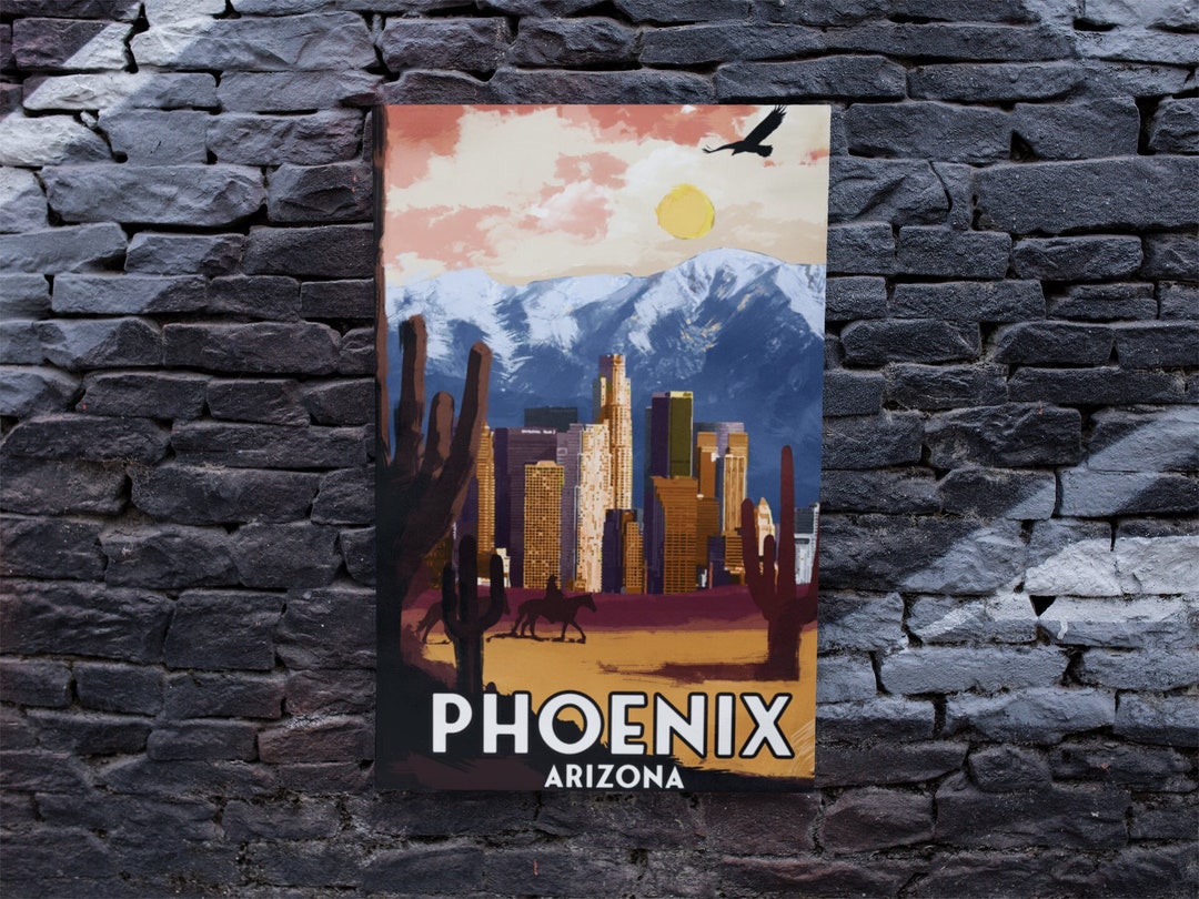 Phoenix Print |arizona Travel Wall Art | Retro Wall Art | Housewarming ...