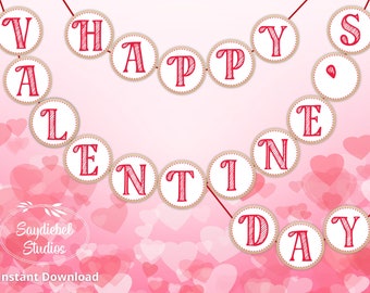 Happy Valentines Day Banner, Printable Photo Prop Banner, Valentines ...