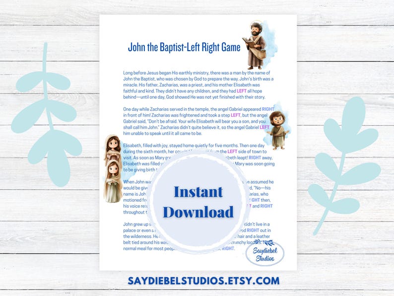 John the Baptist Left Right Game: Printable Bible Story (PDF) - Etsy