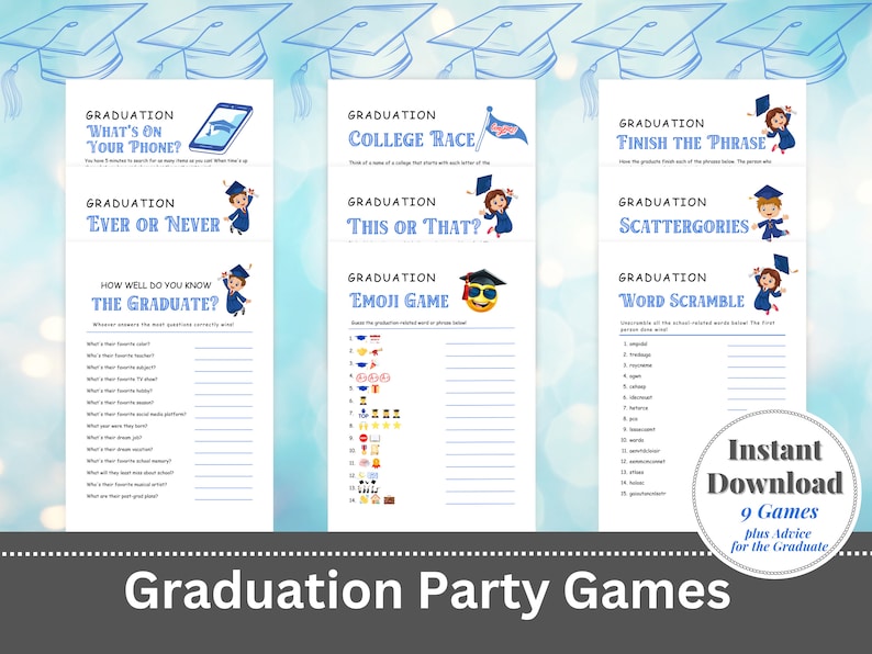 Graduation Party Games, Graduation Party Games Bundle, Printable ...