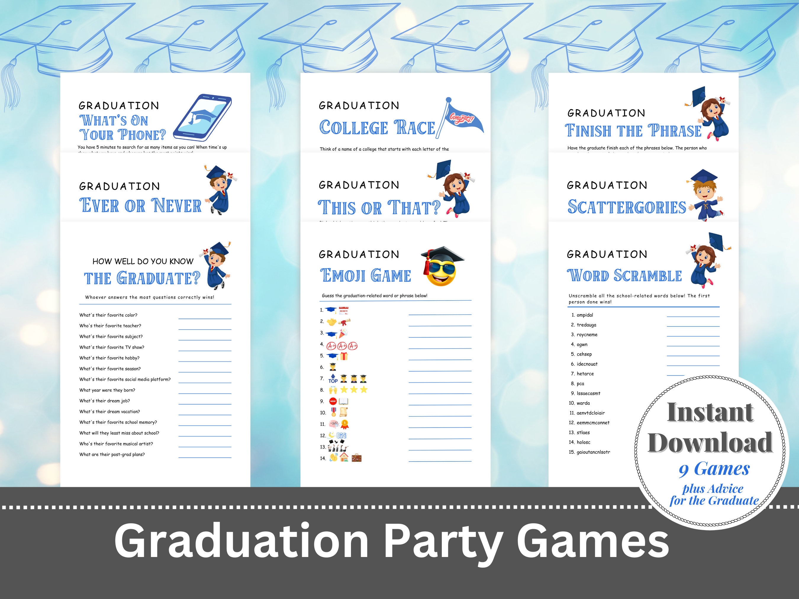 Graduation Party Games, Graduation Party Games Bundle, Printable ...