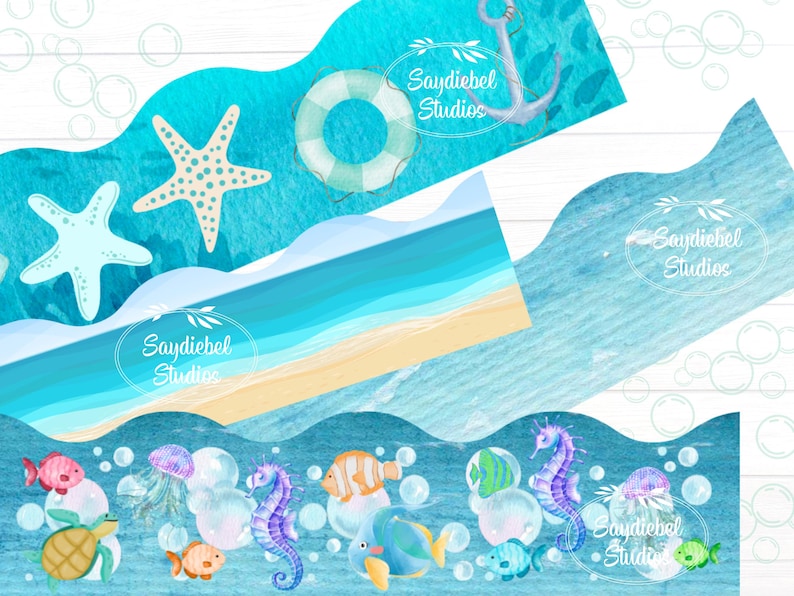 Beach Bulletin Board Border: 12 Designs (digital Download) - Etsy