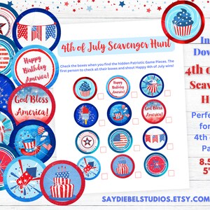 4th of July Scavenger Hunt, 4th of July Party Game, Patriotic Bulletin ...