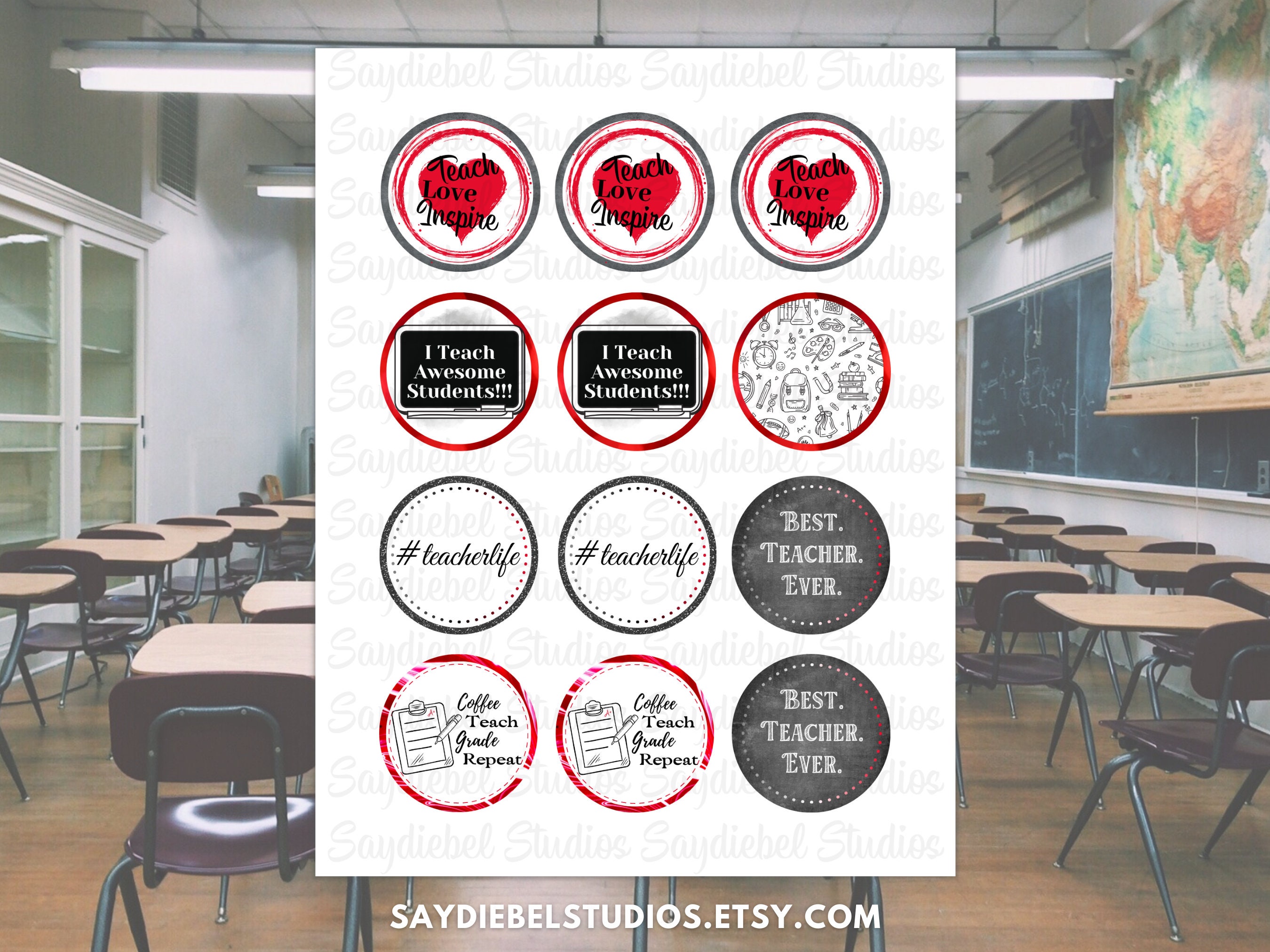 Teacher Appreciation Cupcake Toppers Printable, Teacher Cupcake Toppers ...