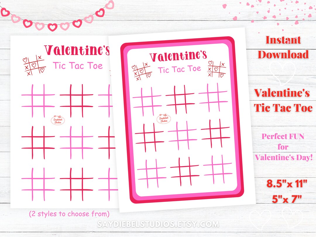 Valentine's Tic Tac Toe Game, Valentine's Party Games for Kids ...