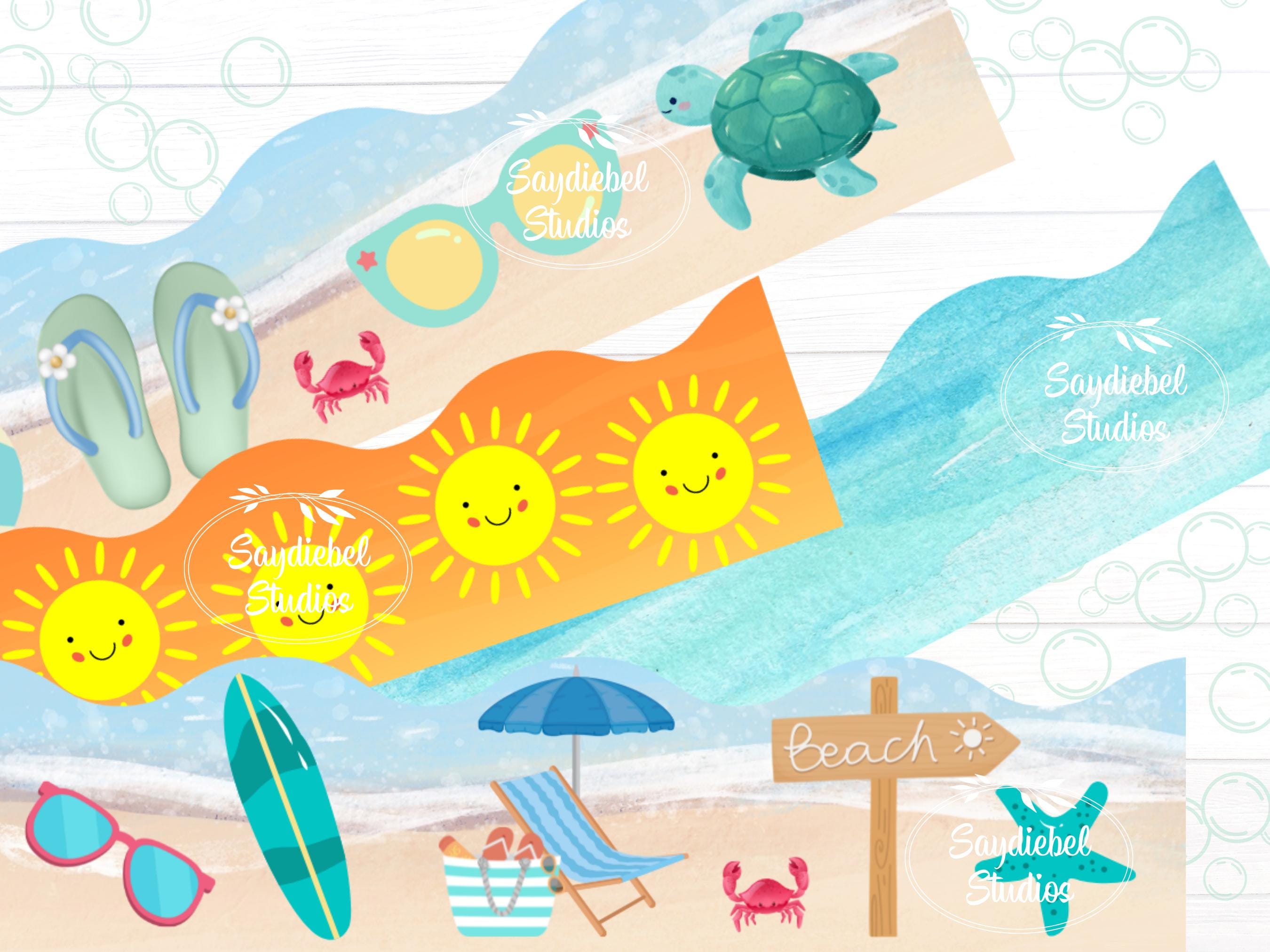 Beach Bulletin Board Border: 12 Designs (digital Download) - Etsy