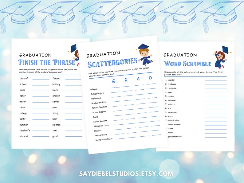 Graduation Party Games, Graduation Party Games Bundle, Printable ...
