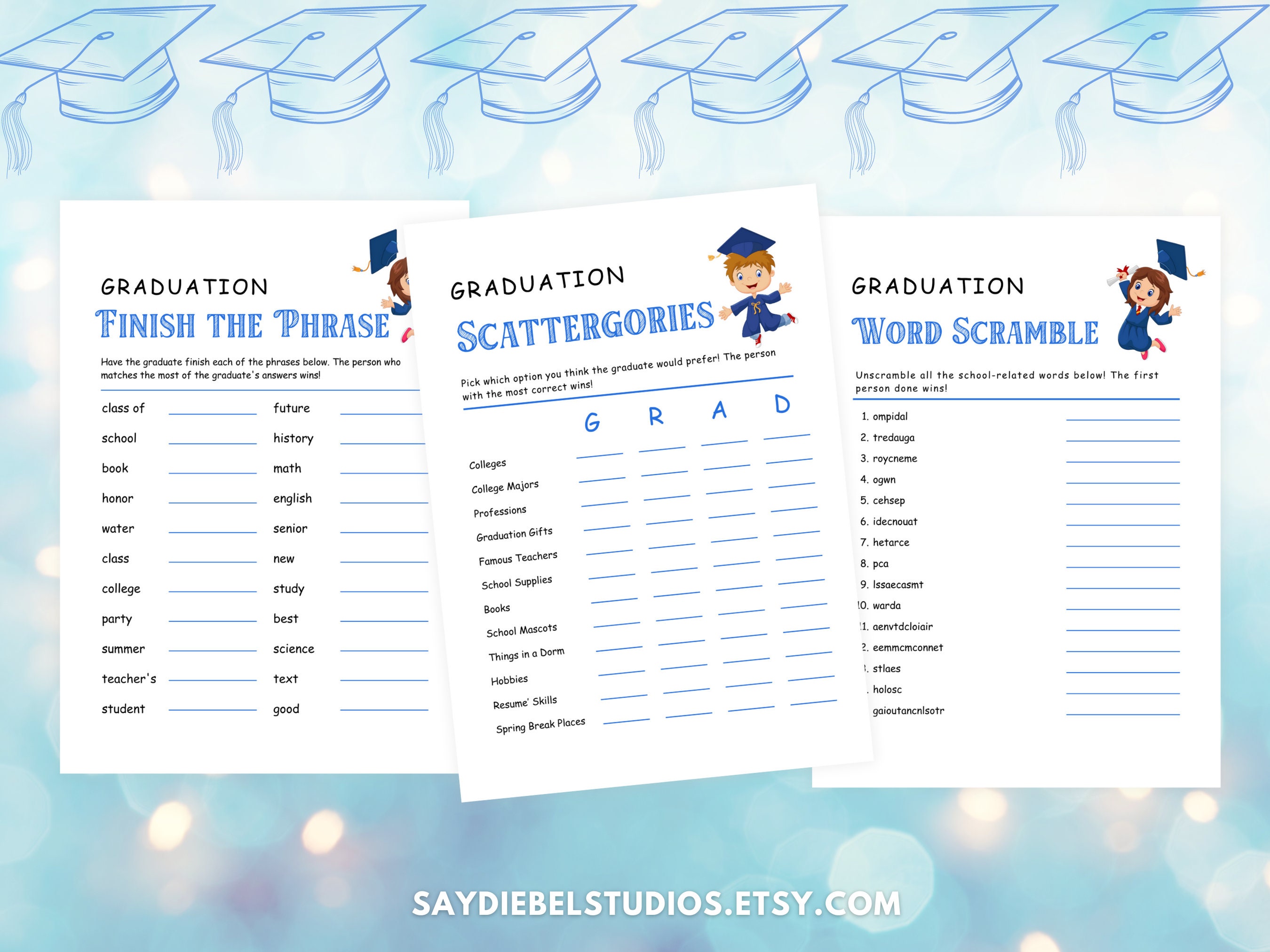 Graduation Party Games, Graduation Party Games Bundle, Printable ...