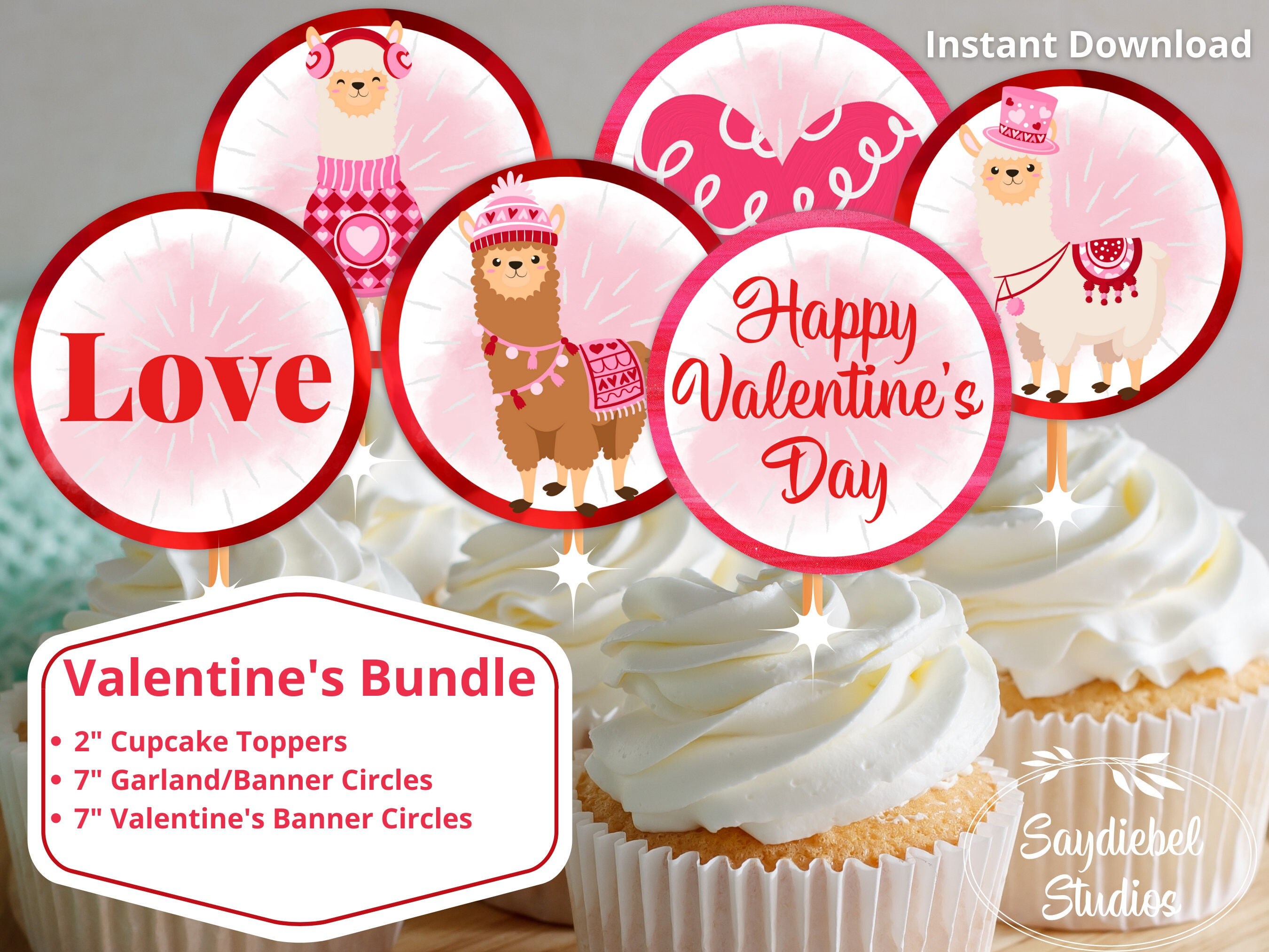 Valentine's Day Printable Bundle, Valentine's Llama Llove Bundle ...