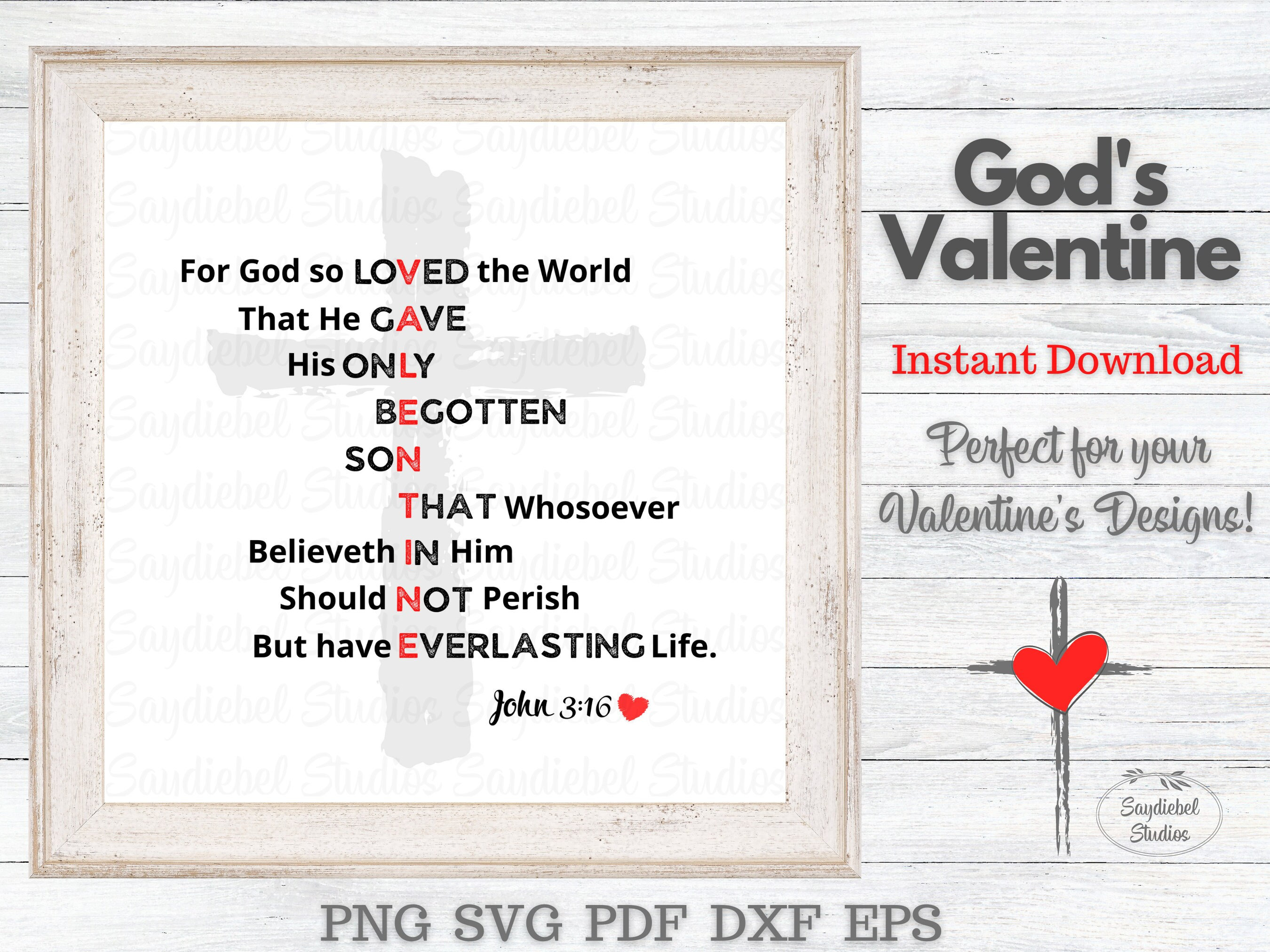 God's Valentine PNG or SVG Printable Instant Download, John 3:16 ...