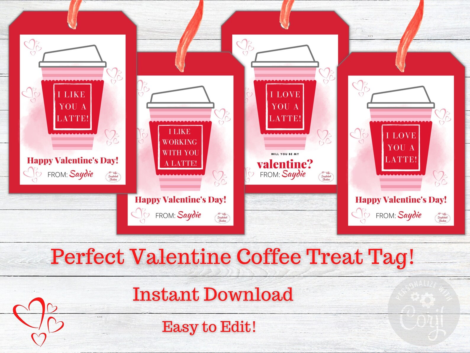EDITABLE I Like You A Latte/i Love You A Latte Valentine's Treat Tags ...