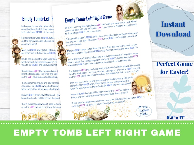 Easter Left Right Game: Bible Story, Resurrection (PDF) - Etsy
