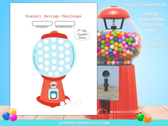 Gumball Savings Challenge Instant Download Printable Gumball - Etsy