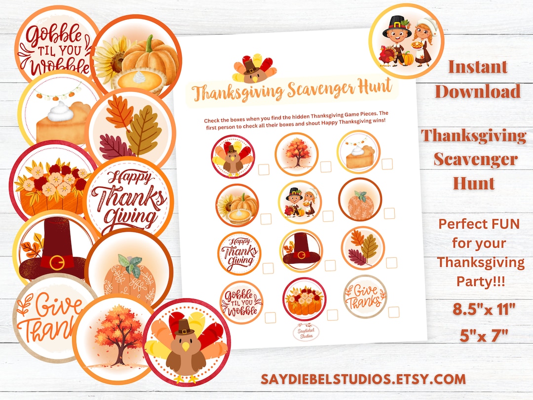 Thanksgiving Scavenger Hunt, Thanksgiving Party Game, Thanksgiving ...