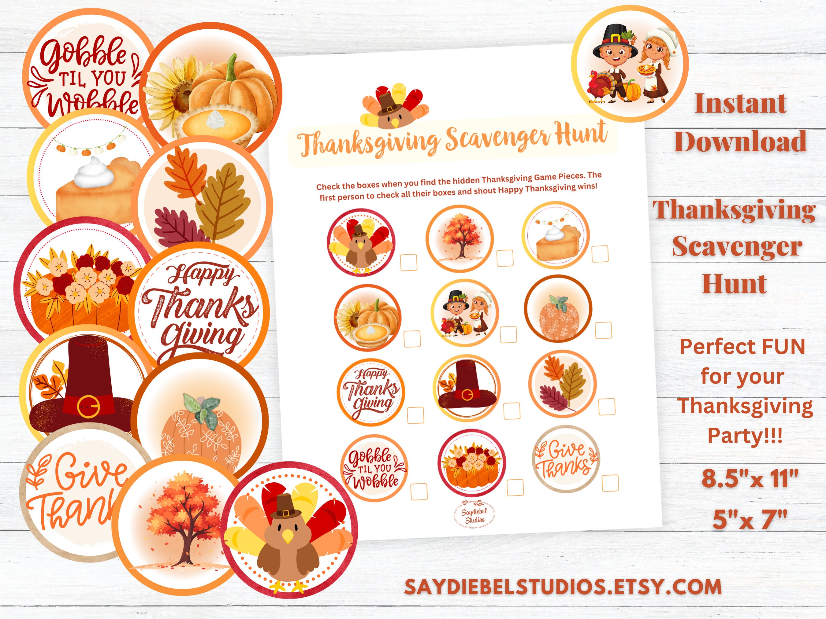 Thanksgiving Scavenger Hunt, Thanksgiving Party Game, Thanksgiving ...