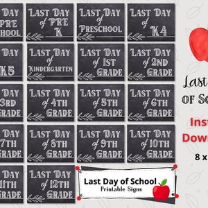 First and Last Day of School Signs Printables, Farmhouse Style First ...