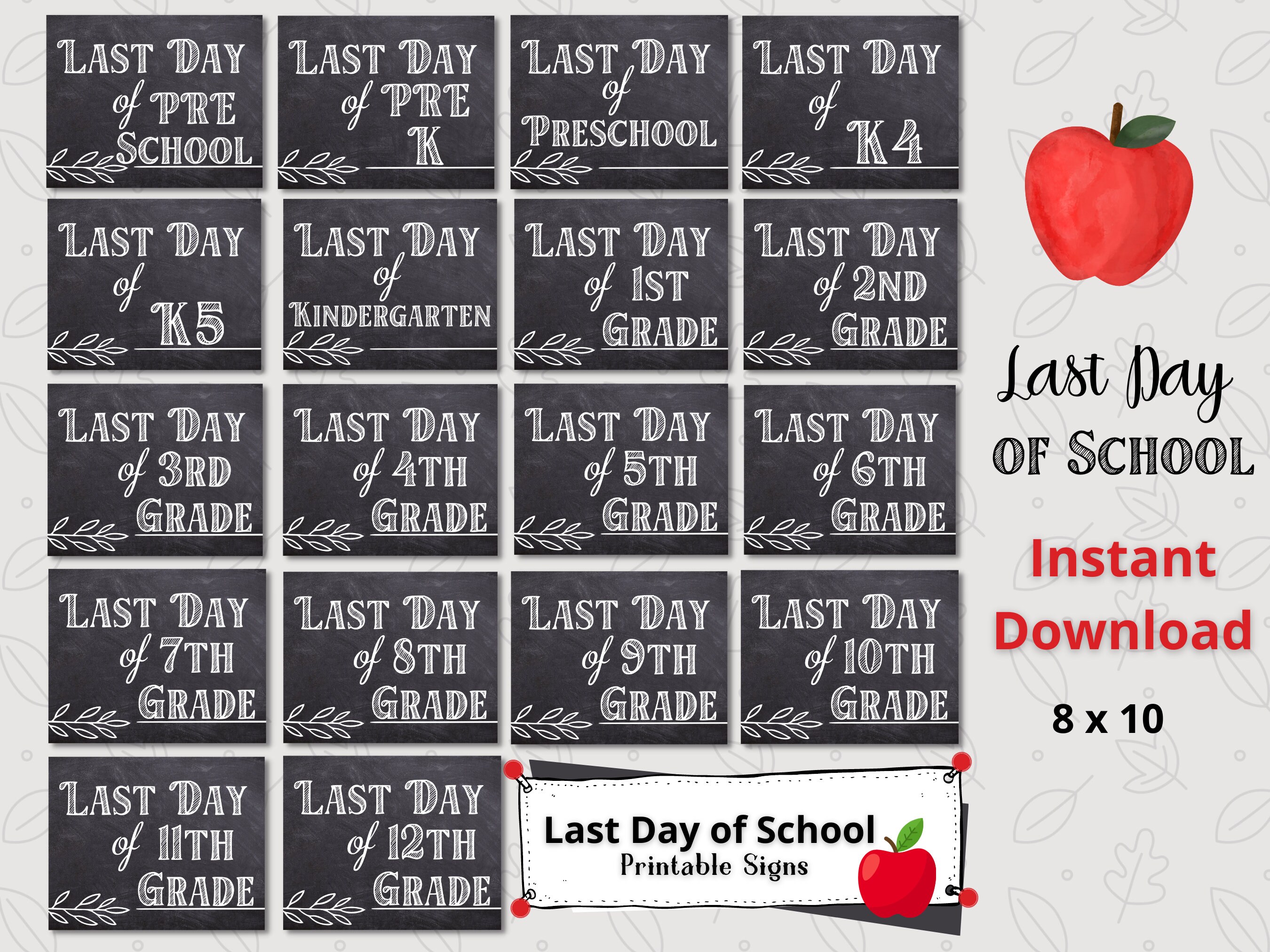 First and Last Day of School Signs Printables, Farmhouse Style First ...