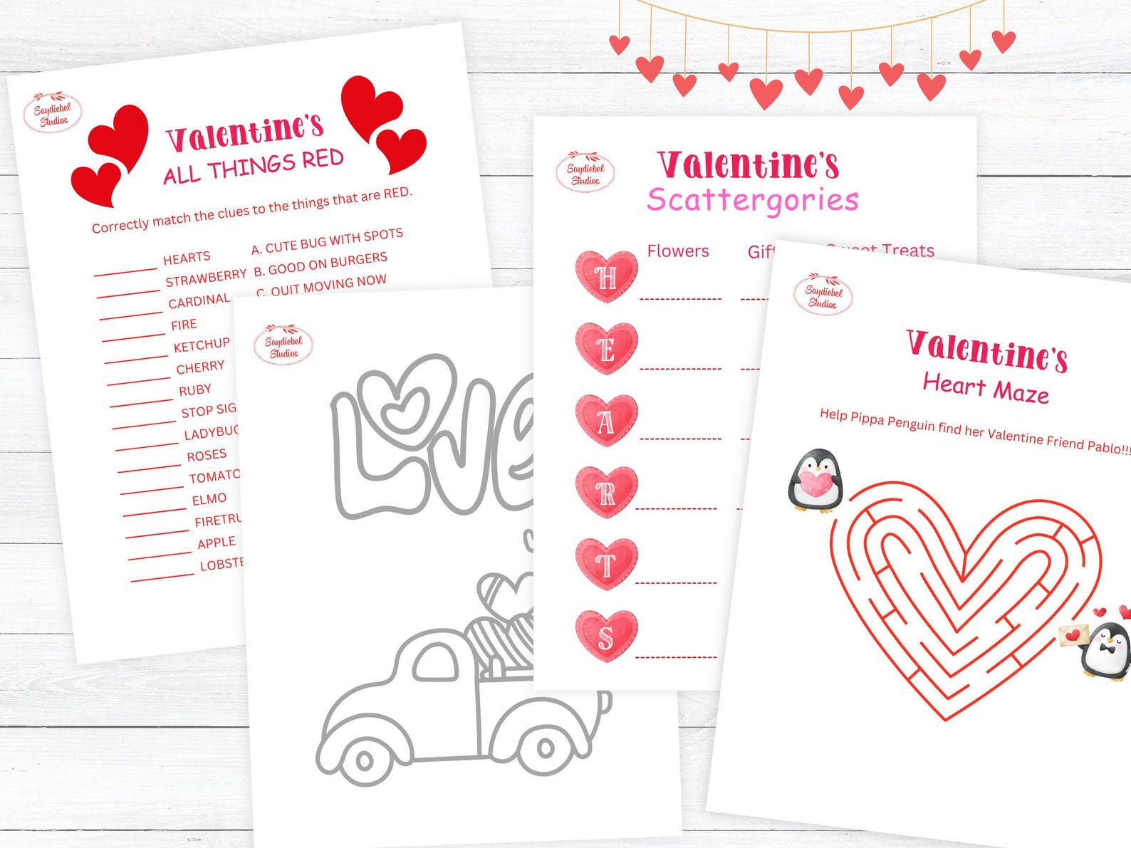 Valentine's Day Games/activities BUNDLE, Valentine's Printable Games ...