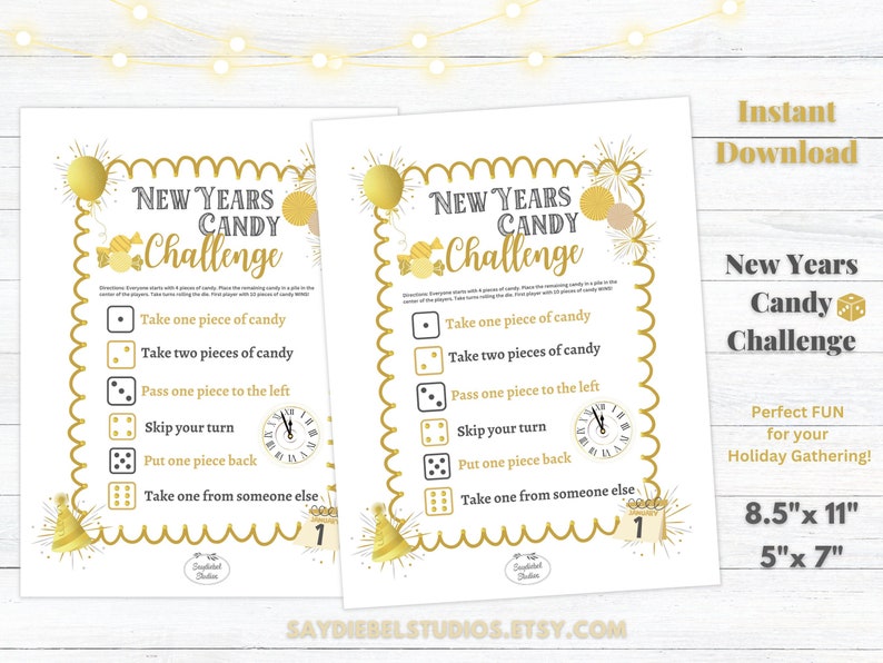 New Years Candy Dice Game: Family Party (PDF Download) - Etsy