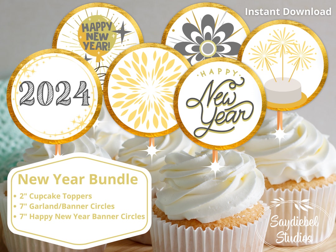 Happy New Year Printable Bundle, Happy New Year Printable DIY Decor ...