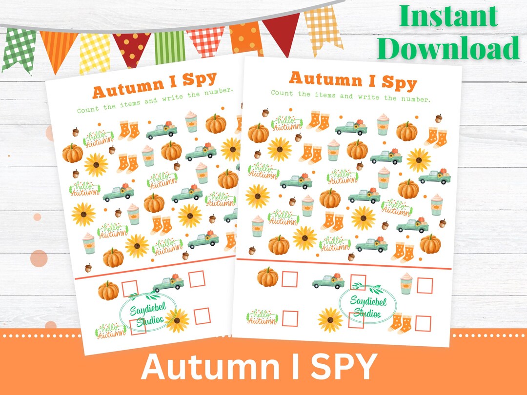 Autumn I Spy Game: Printable Fall Party Activity (2 PDF Files) - Etsy