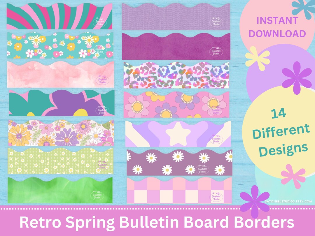 Spring Bulletin Board Border, INSTANT Spring Bulletin Board Border ...