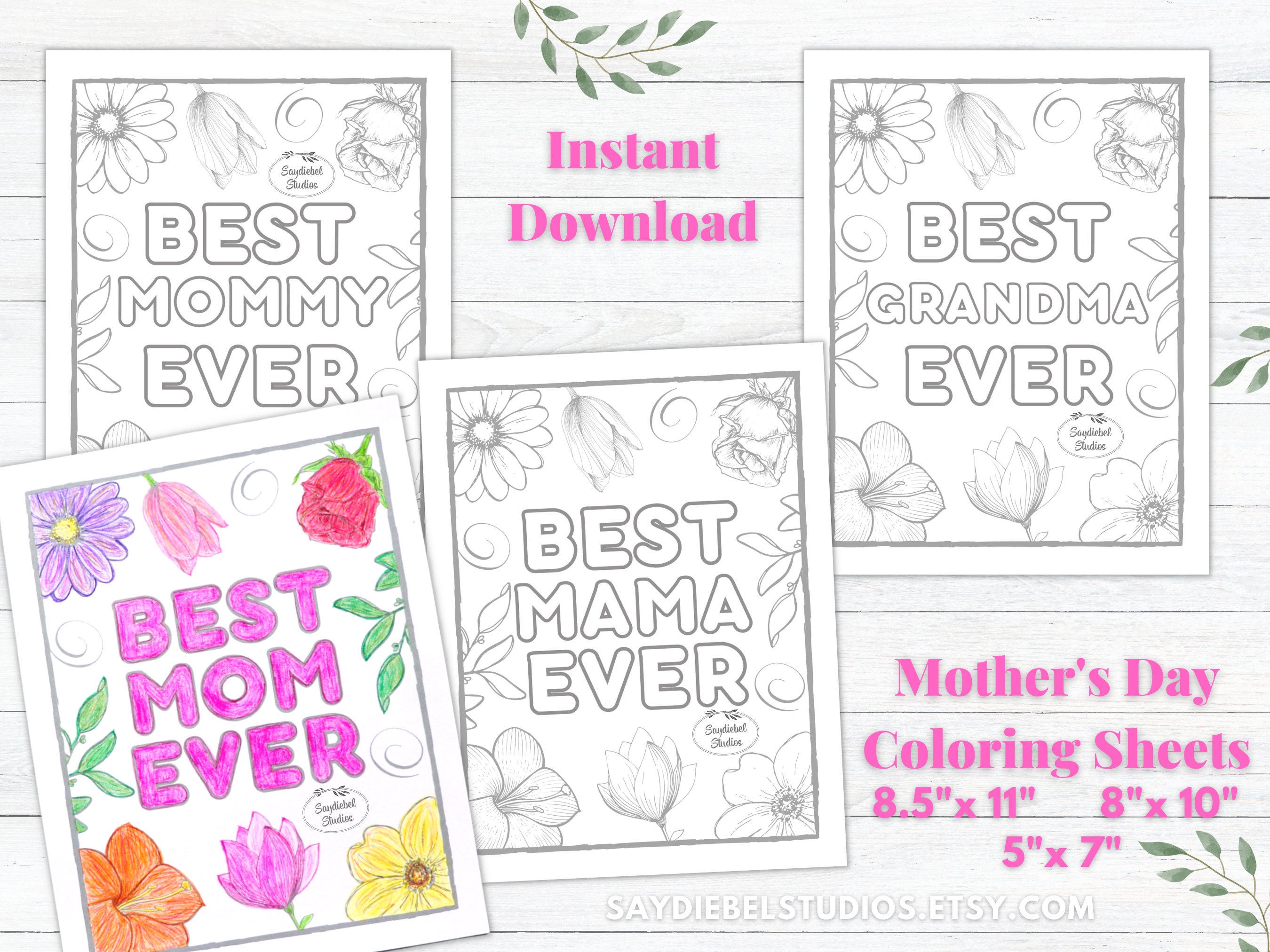 Mother's Day Coloring Sheet Printables, DIY Mother's Day Gift, Last ...
