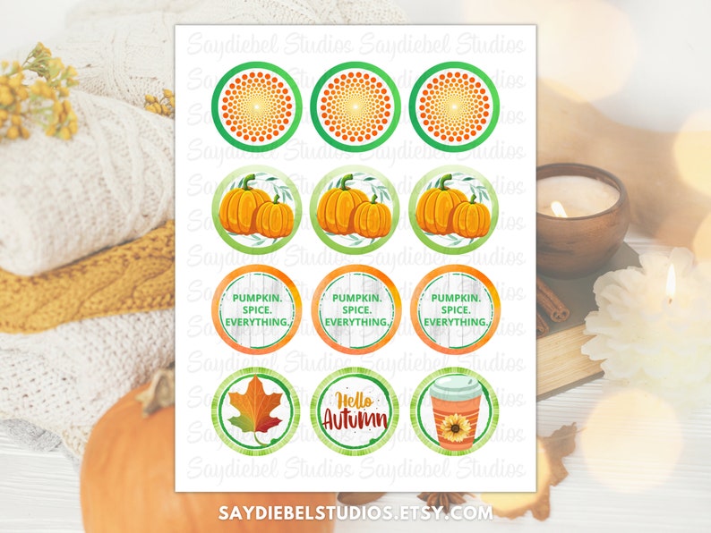 Hello Autumn Cupcake Toppers Printable, Pumpkin Cupcake Toppers, Autumn ...