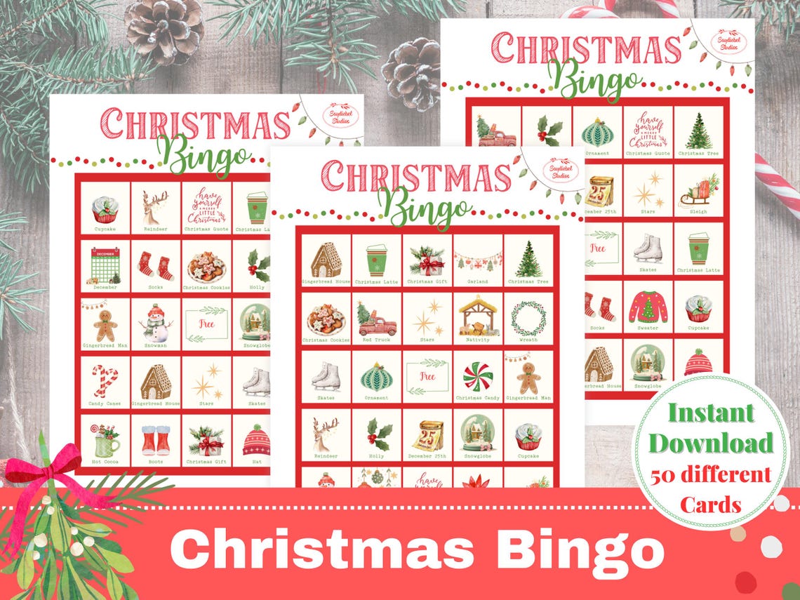 Christmas Bingo, Christmas Bingo Game, Christmas Party Game, Christmas ...