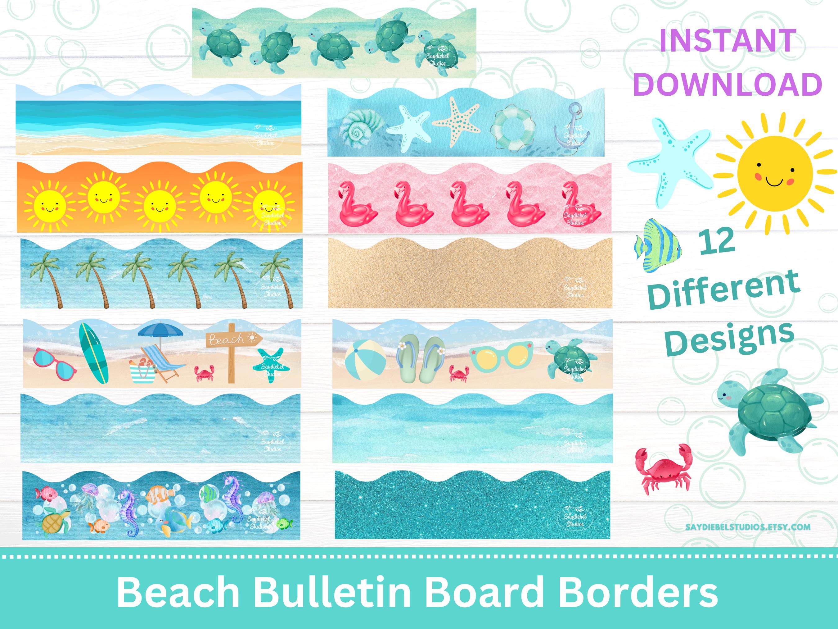 Beach Bulletin Board Border, INSTANT Beach Bulletin Board Border, Beach ...