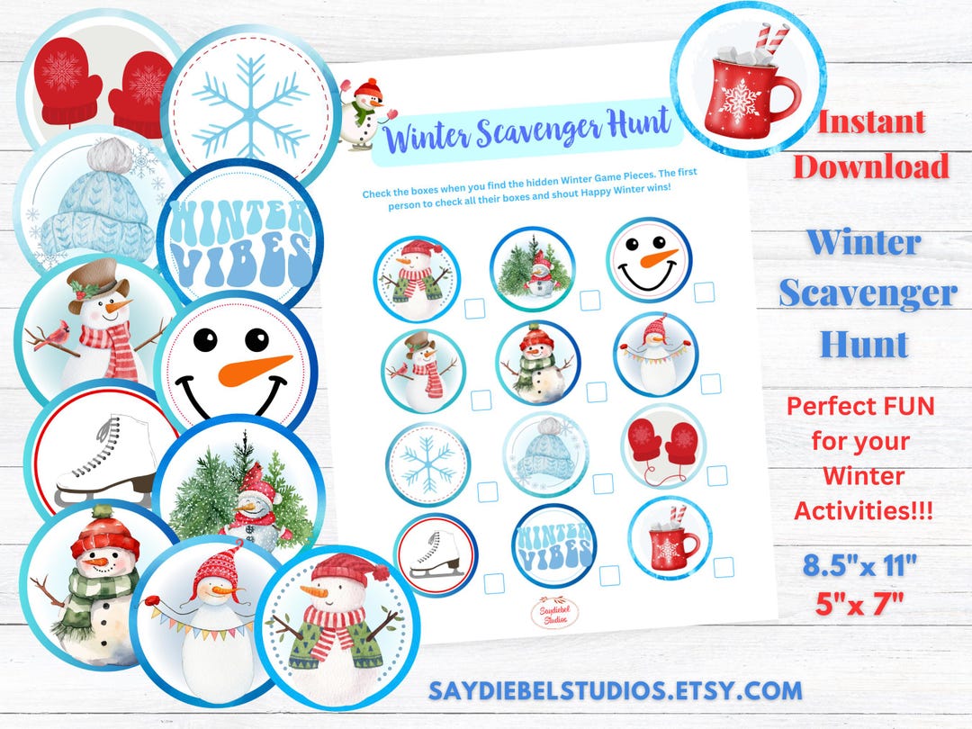 Winter Scavenger Hunt Game: Printable Party Activity (PDF) - Etsy