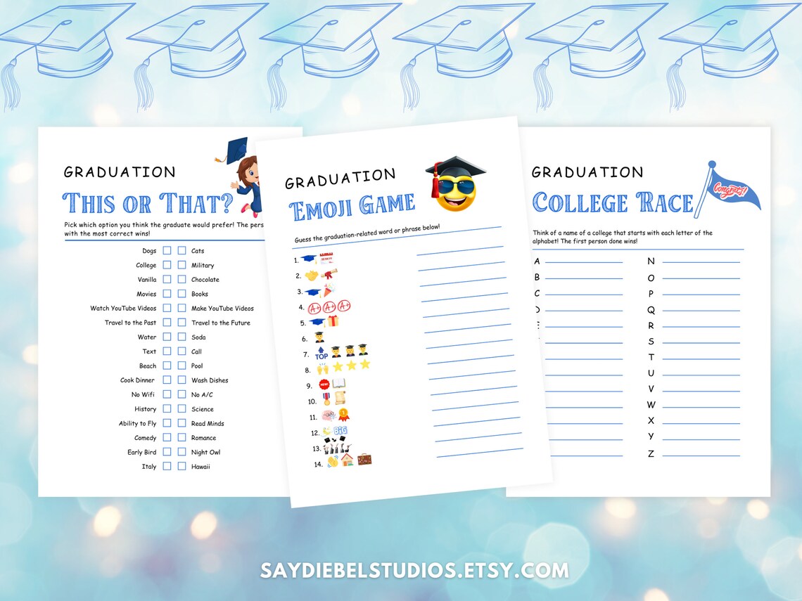 Graduation Party Games, Graduation Party Games Bundle, Printable ...
