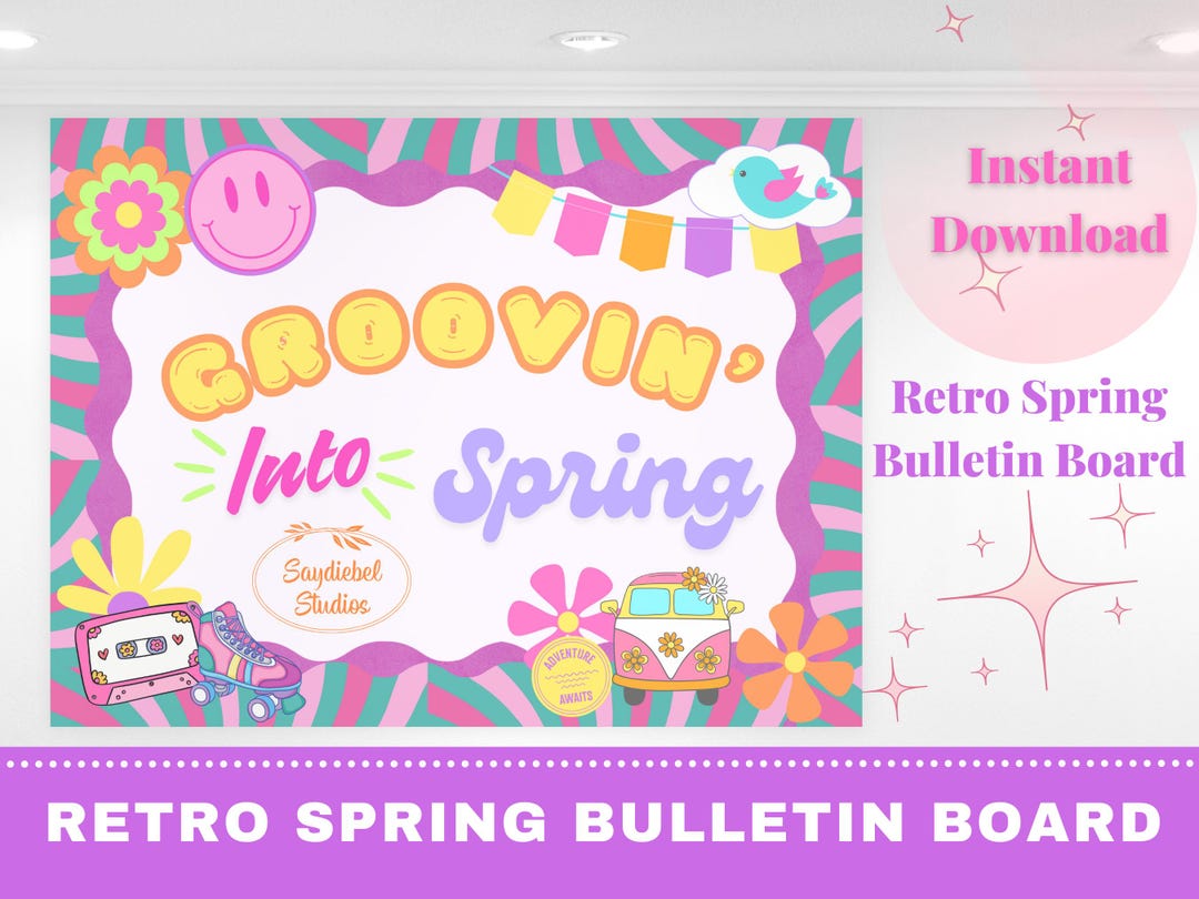 Retro Spring Bulletin Board Set: DIY Class Decor (PDF Files) - Etsy